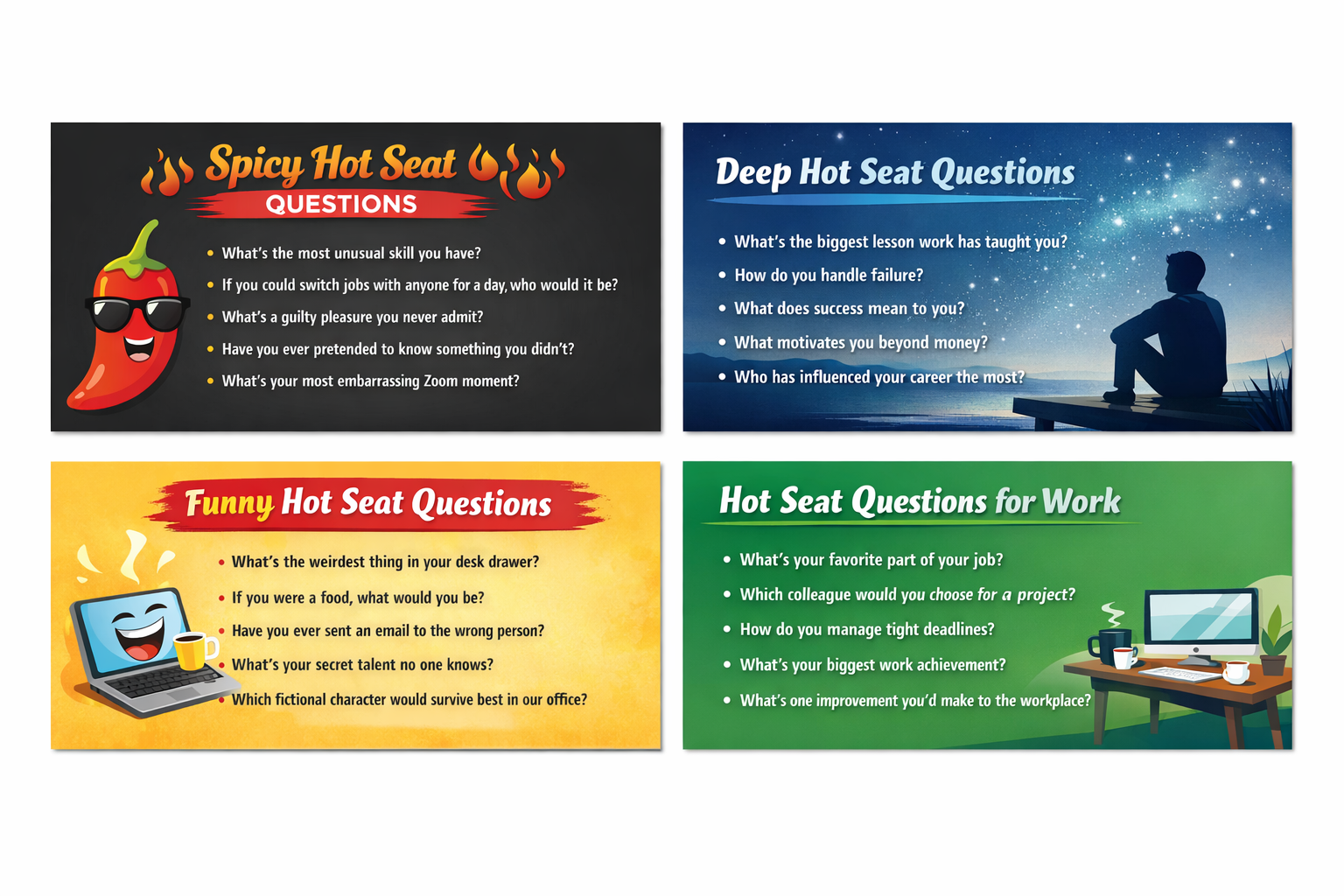 100 hot seat questions to ask in a corporate setting - YellowLyfe HQ